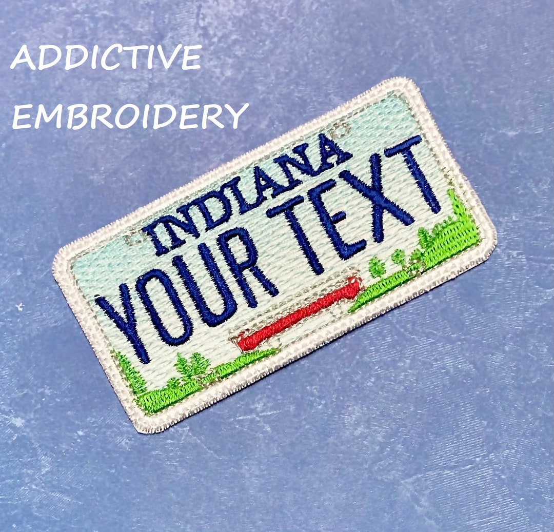 INDIANA in License Plate Personalized Iron on Patch Embroidered ...