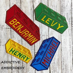 Custom Name Tag Personalized Iron on Patch Building Blocks Custom ...