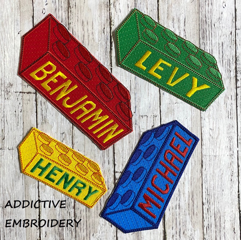 Custom Name Tag Personalized Iron on Patch Building Blocks Custom ...