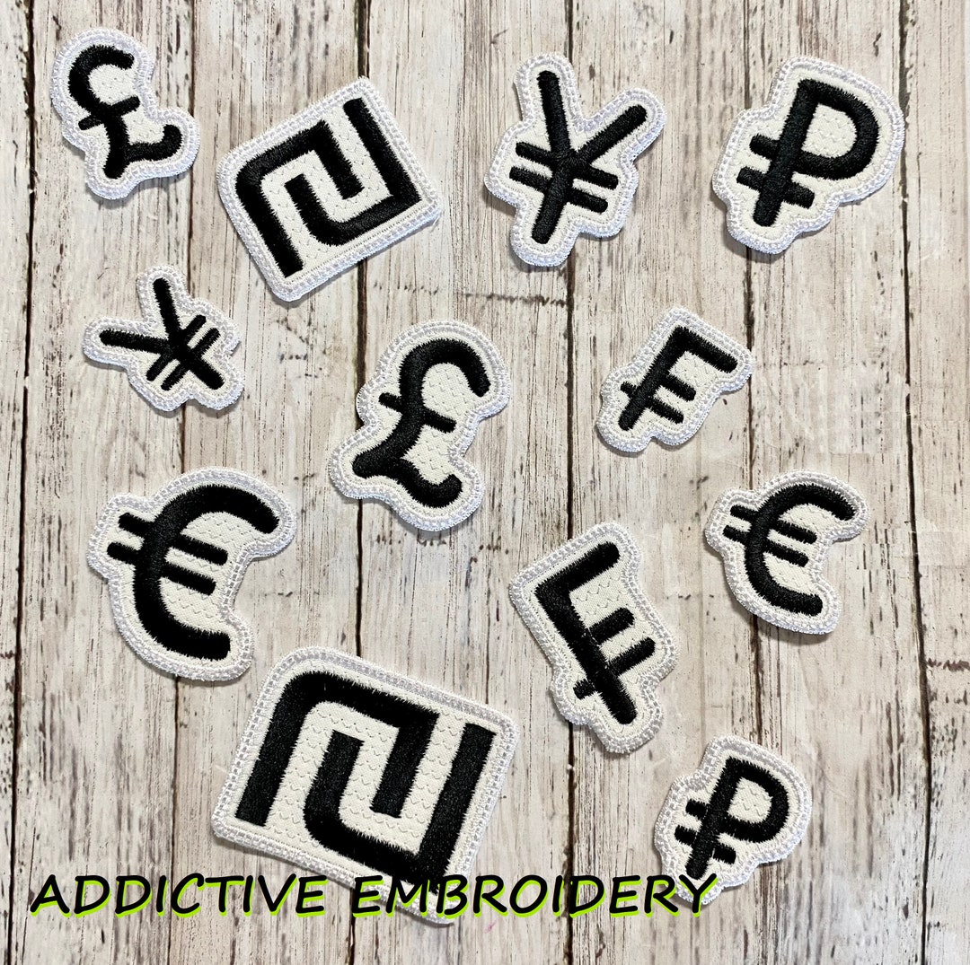 Currency Symbols Iron on Patch Embroidered Applique Custom Fonts PATCH ...