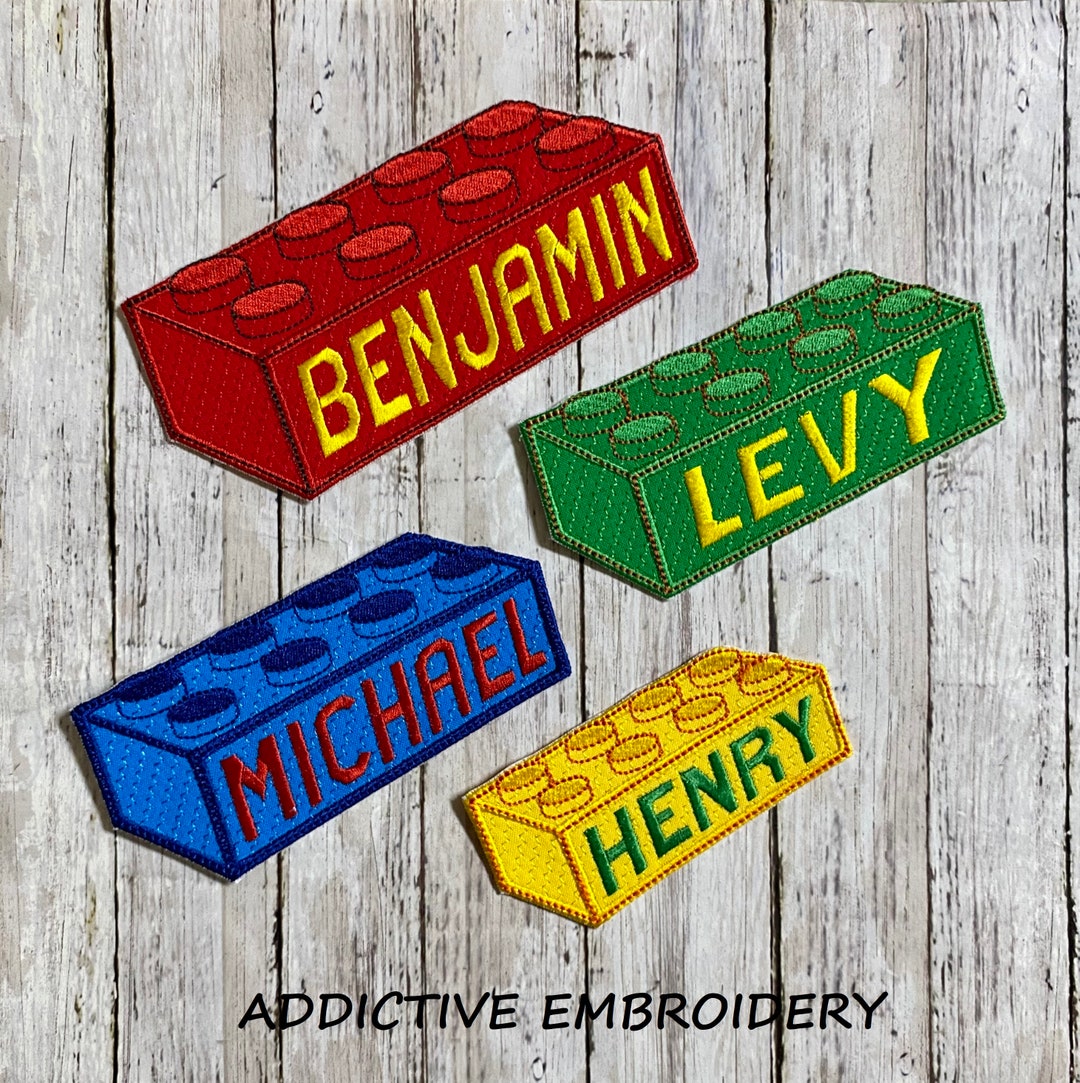 Custom Name Tag Personalized Iron on Patch Building Blocks Custom ...