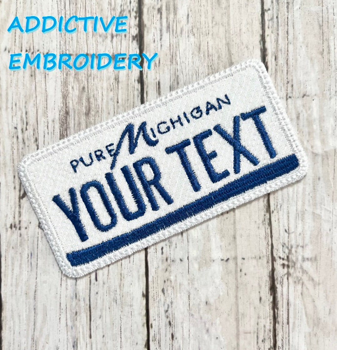 MICHIGAN License Plate MI Iron on Patch Travel Personalized Embroidered ...