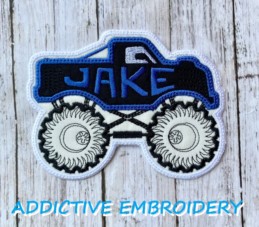 Monster Truck Race Car Personalized Name Iron on Patch Embroidered ...