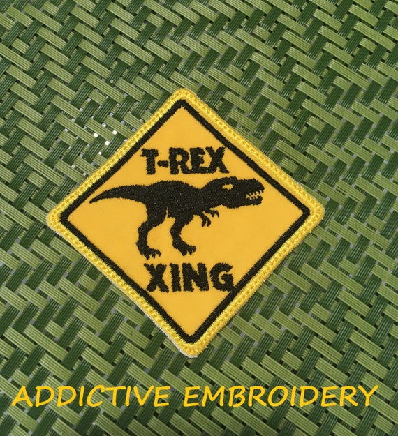 Tyrannosaurus T-rex Dinosaur Xing Aware Warning Sign Iron on | Etsy