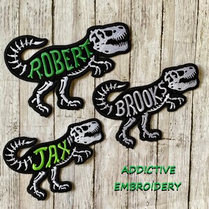 Iron on Patch T-rex Dinosaur Personalized Back to School Iron on Patch Embroidered Custom ...