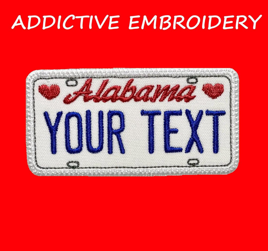 ALABAMA License Plate AL Iron on Patch Travel Personalized Embroidered ...