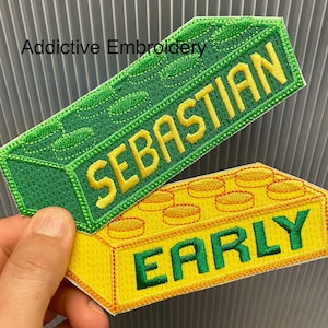 Custom Name Tag Personalized Iron on Patch Building Blocks Custom ...