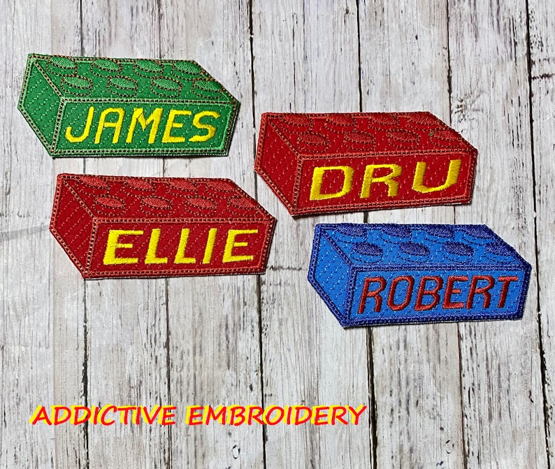 Custom Name Tag Personalized Iron on Patch Building Blocks Custom ...