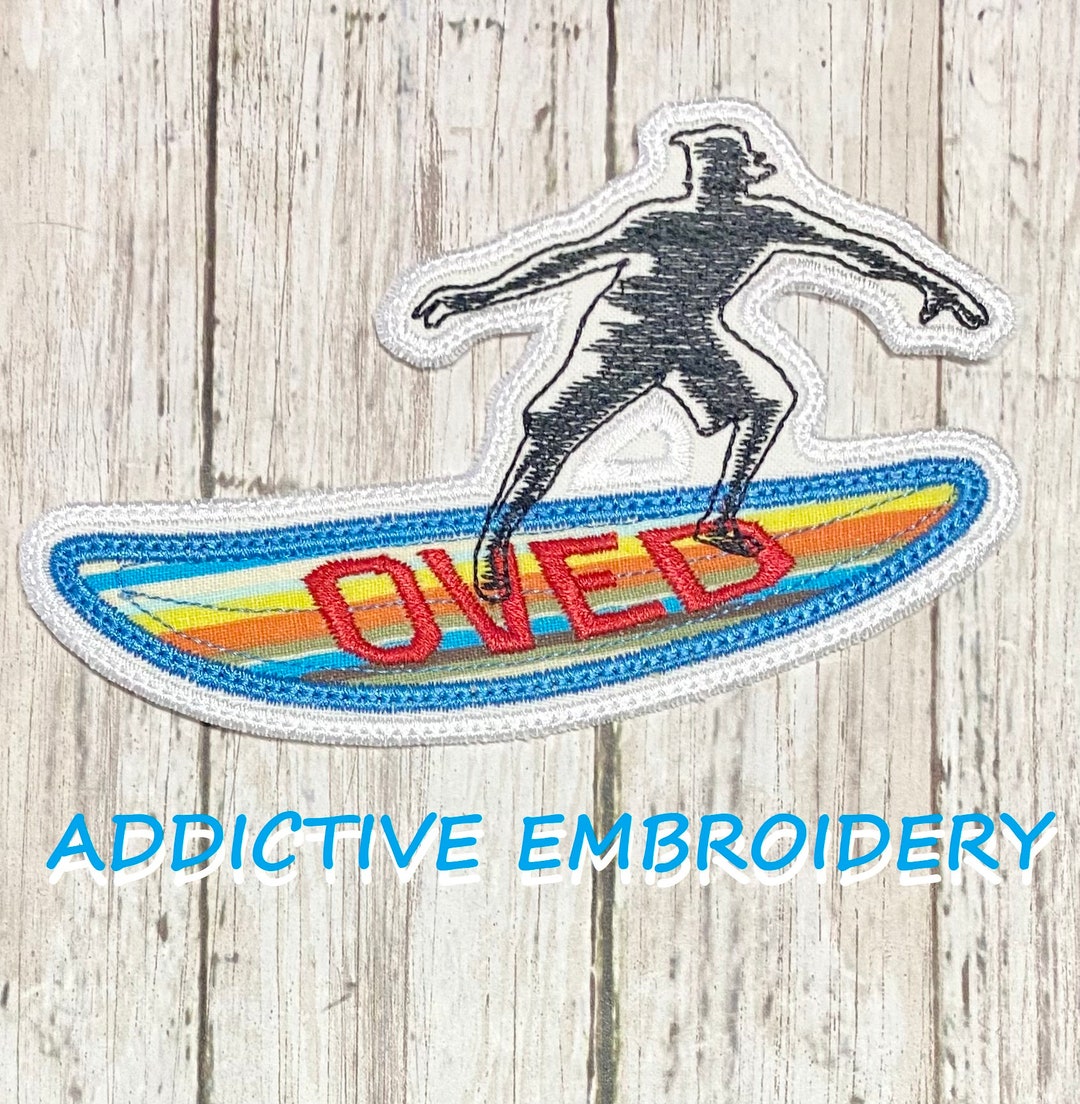 Beach Surfing Guy Personalized Name Iron on Patch Embroidered Applique ...