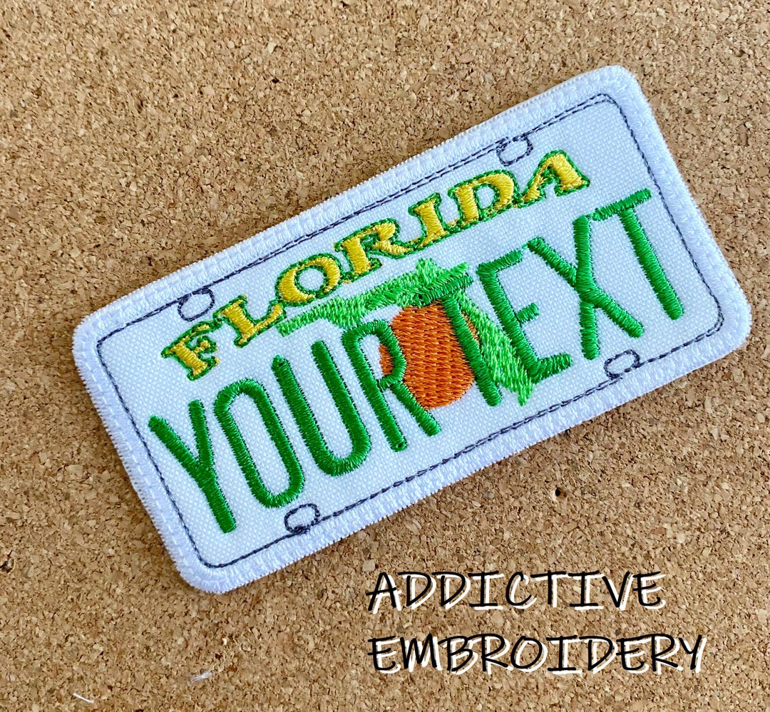 Florida License Plate FL Personalized Iron on Patch Embroidered Travel ...