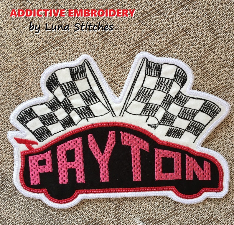 Race Car Checkered Flag Personalized Iron on Patch Embroidered - Etsy