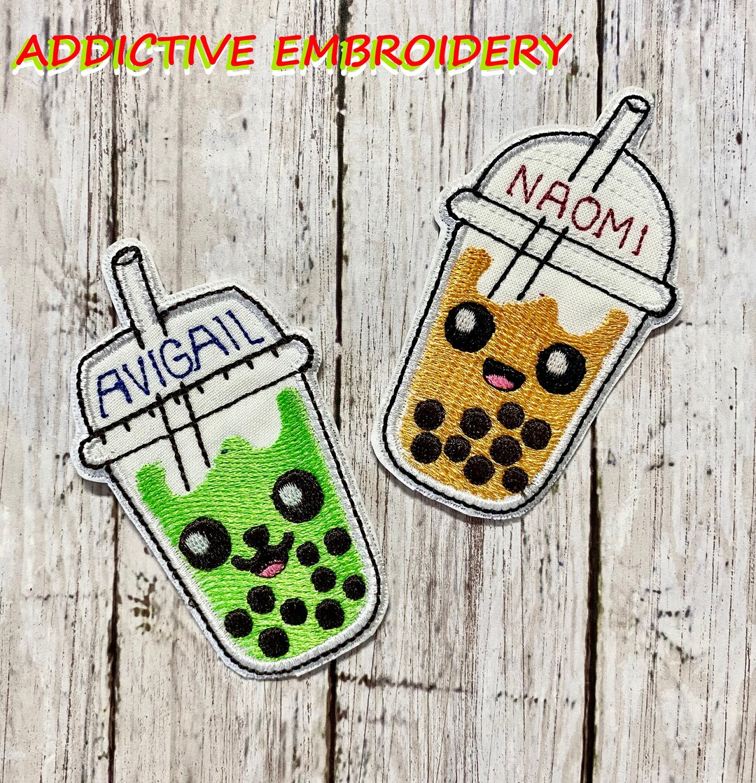 BOBA TEA Iron on Patch Personalized Embroidered Custom Applique Patch ...