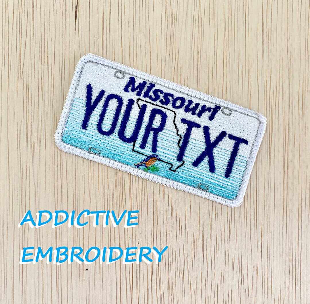 Missosuri License Plate MO Personalized Iron on Patch Embroidered ...