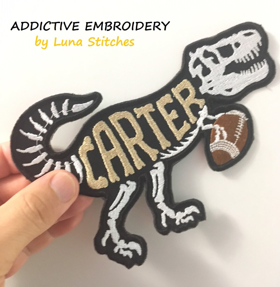 Football Tyrannosaurus T-rex Dinosaur Dino Personalized Iron on Patch ...