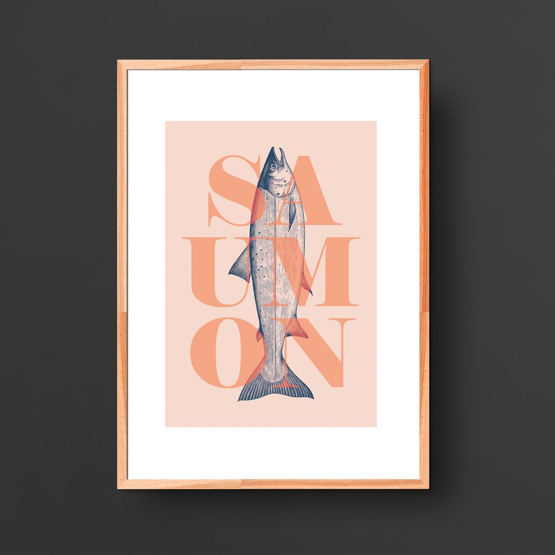 Salmon Vintage Digital Poster, to Be Downloaded and Printed - Sea Life ...