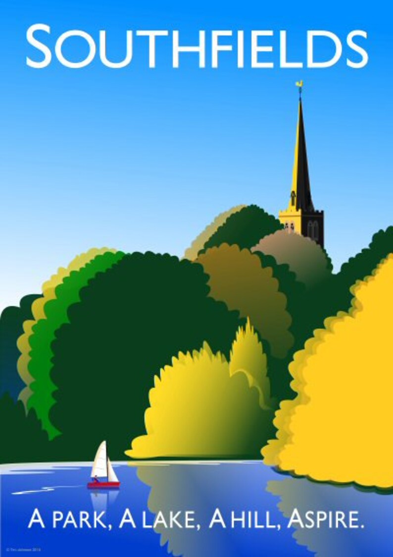 Southfields Poster Vintage Style London - Etsy