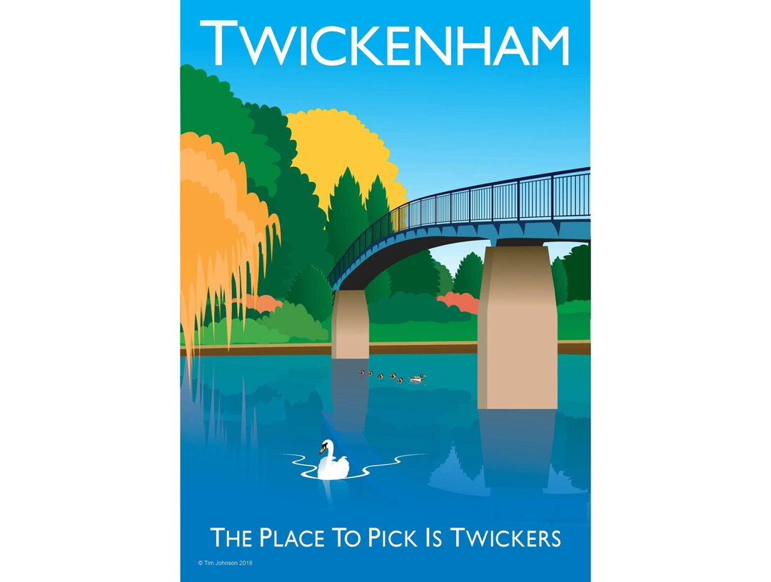 Twickenham Vintage Style Poster by Tim Johnson - Etsy