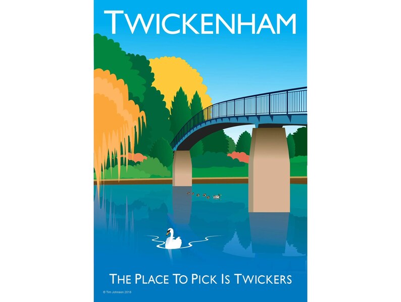 Twickenham Vintage Style Poster by Tim Johnson - Etsy
