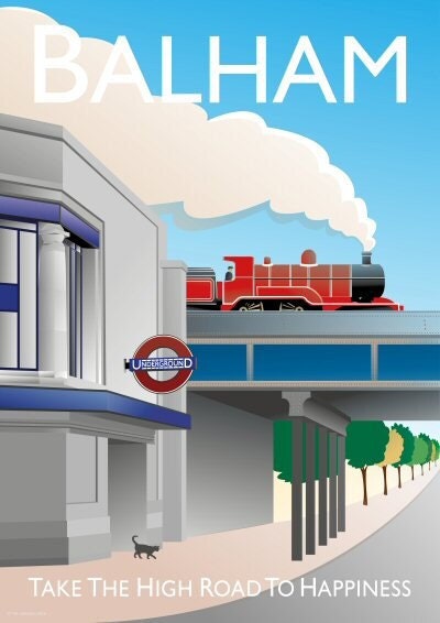 Balham Poster Vintage Style London - Etsy UK