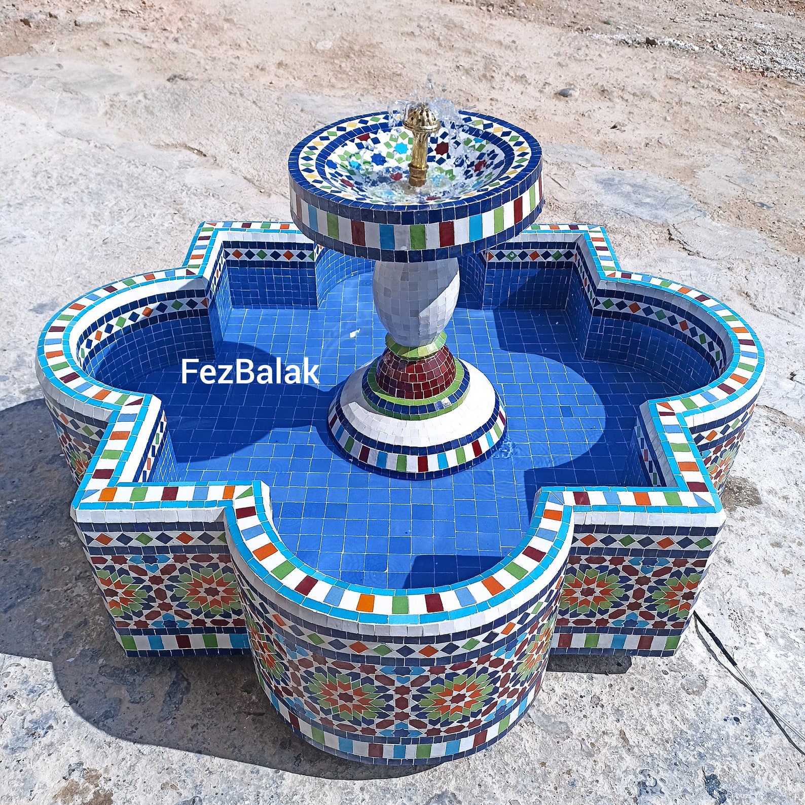 Mosaic Tile Water Fountain | Statement Garden Decor | Outdoor Central ...
