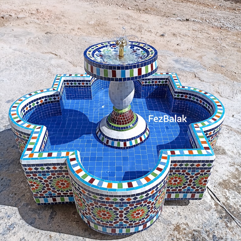 Mosaic Tile Water Fountain | Statement Garden Decor | Outdoor Central ...