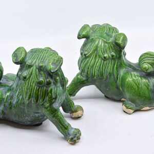 Vintage, Japanese, Ceramic, Green, Pair Fu Lions, Figurines, 5 X 7 ...