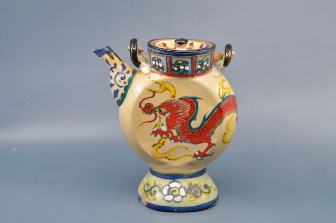 Vintage, Chinese , Ceramic ,dragon Decorated Teapot, 8 Inches Tall - Etsy