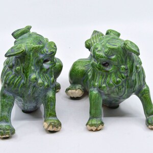 Vintage, Japanese, Ceramic, Green, Pair Fu Lions, Figurines, 5 X 7 ...