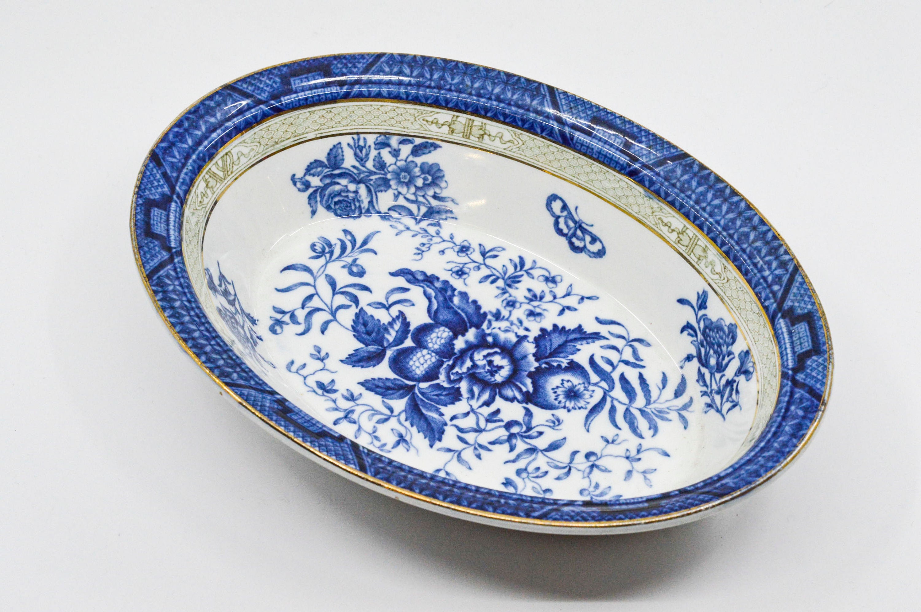 Antique English Booths Porcelain Blue and White Deep Dish | Etsy