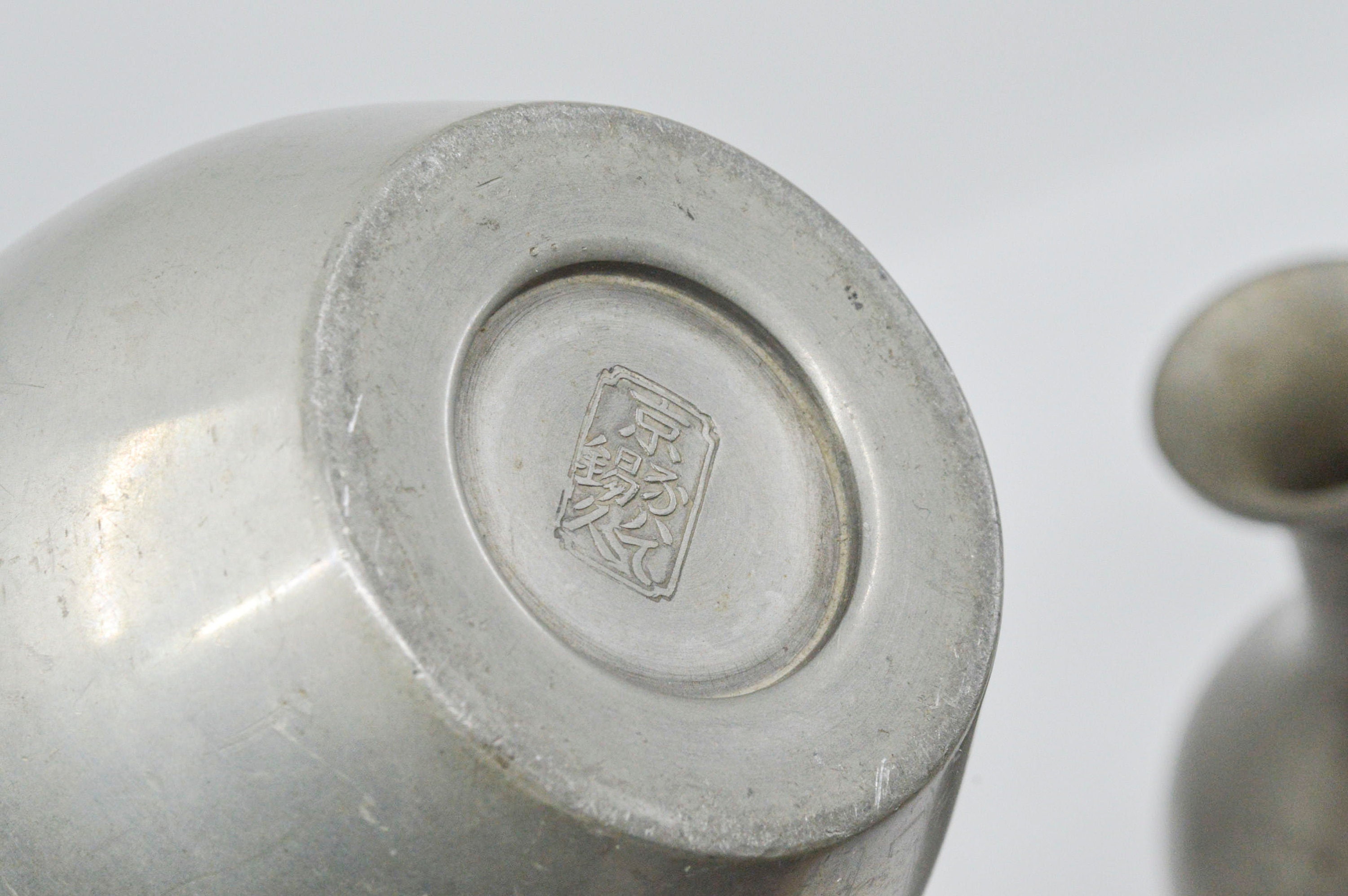 Home Décor Vases 7.25 inches tall Vintage Japanese pewter pair vases or ...