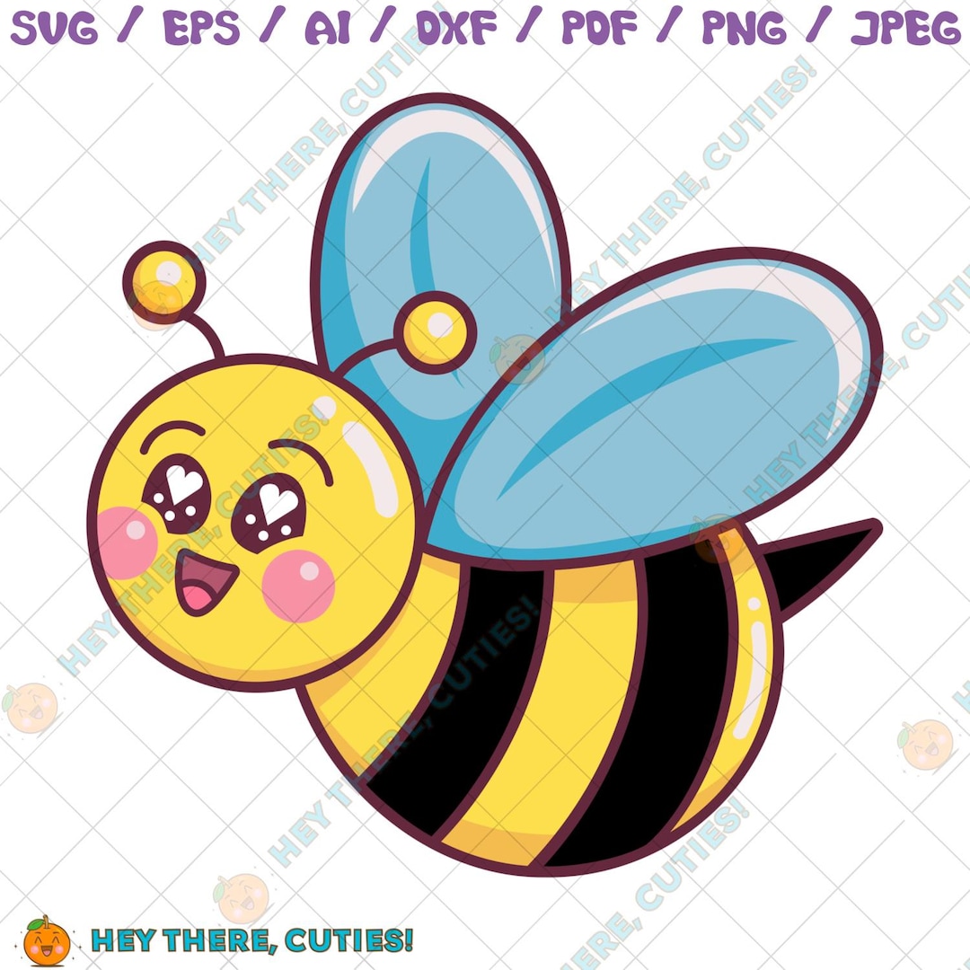 Cute Kawaii Bee Vector Clipart, Layered SVG and PNG (original Artwork ...