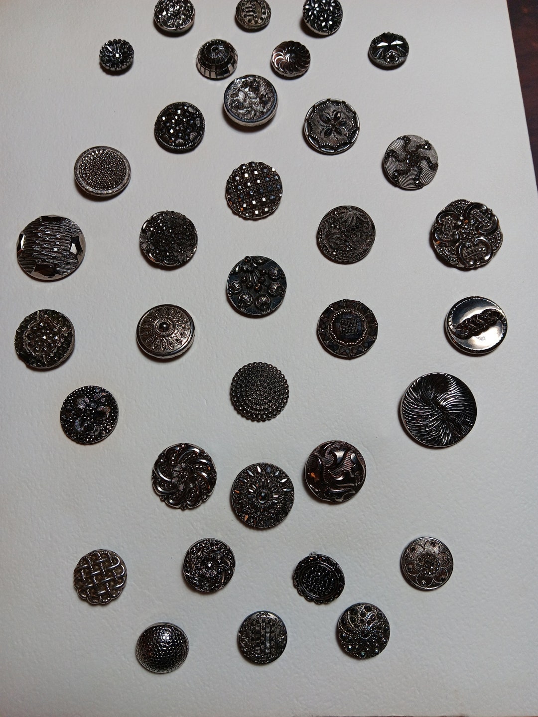 Sale!! 35 Black Glass With Silver Luster Buttons, National Button ...