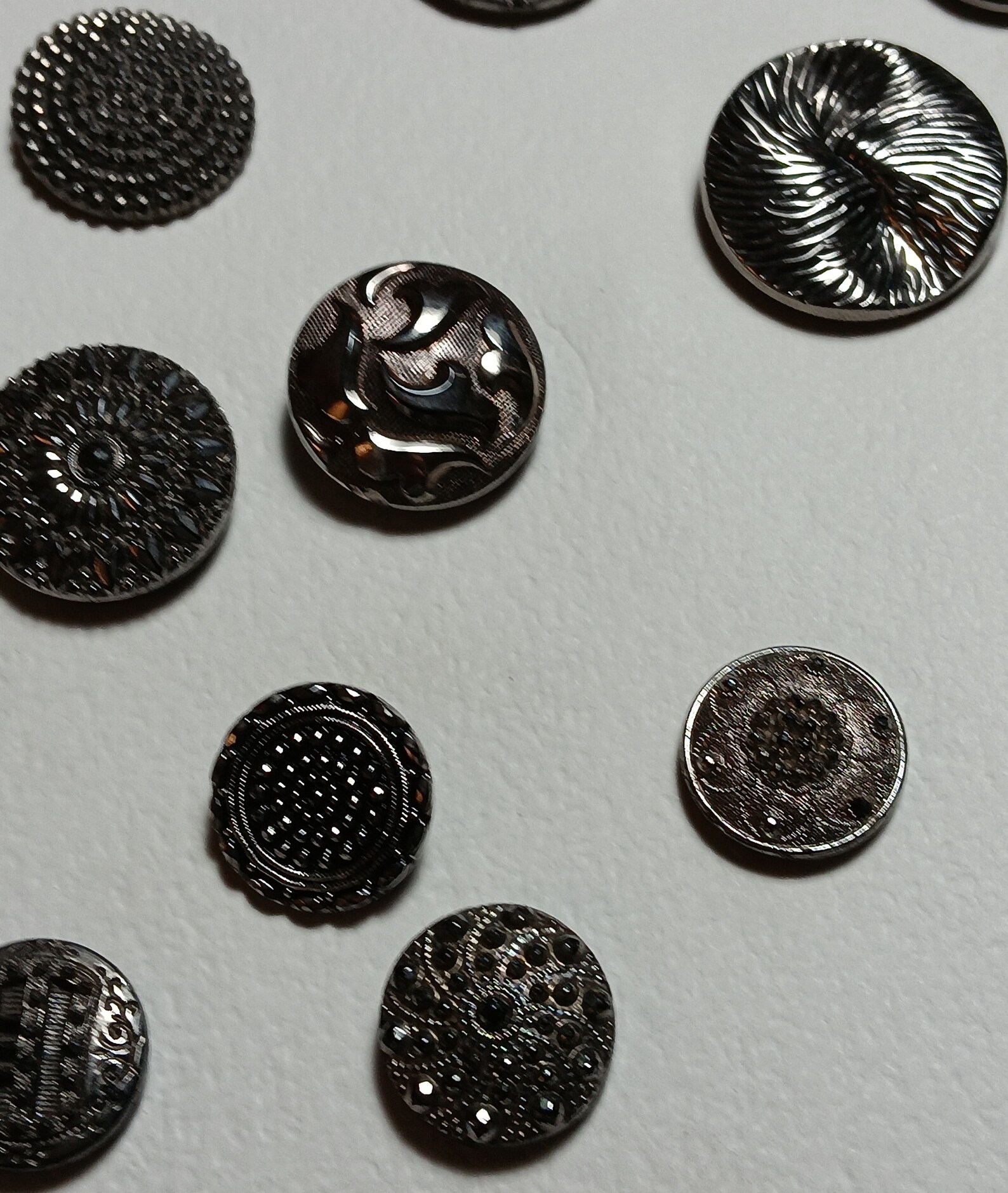 Sale!! 35 Black Glass With Silver Luster Buttons, National Button ...