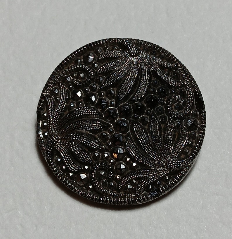 Sale!! 35 Black Glass With Silver Luster Buttons, National Button ...