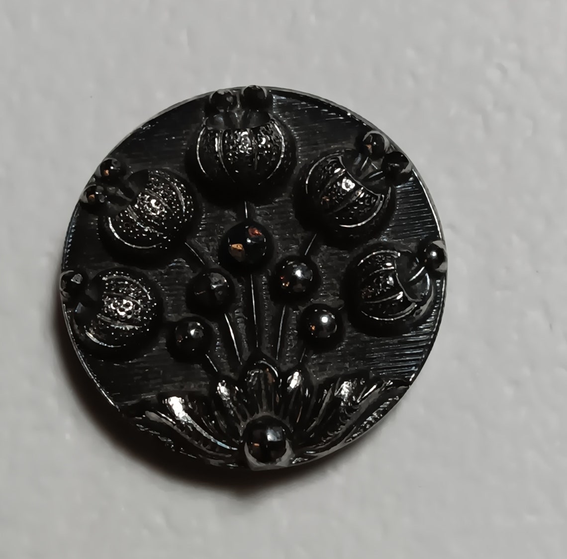Sale!! 35 Black Glass With Silver Luster Buttons, National Button ...