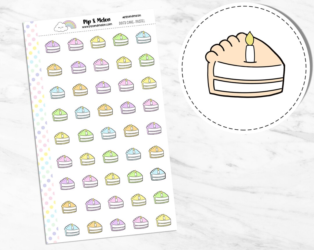 Kawaii Birthday Cake Planner Stickers, Functional, Pastel Colors, for ...