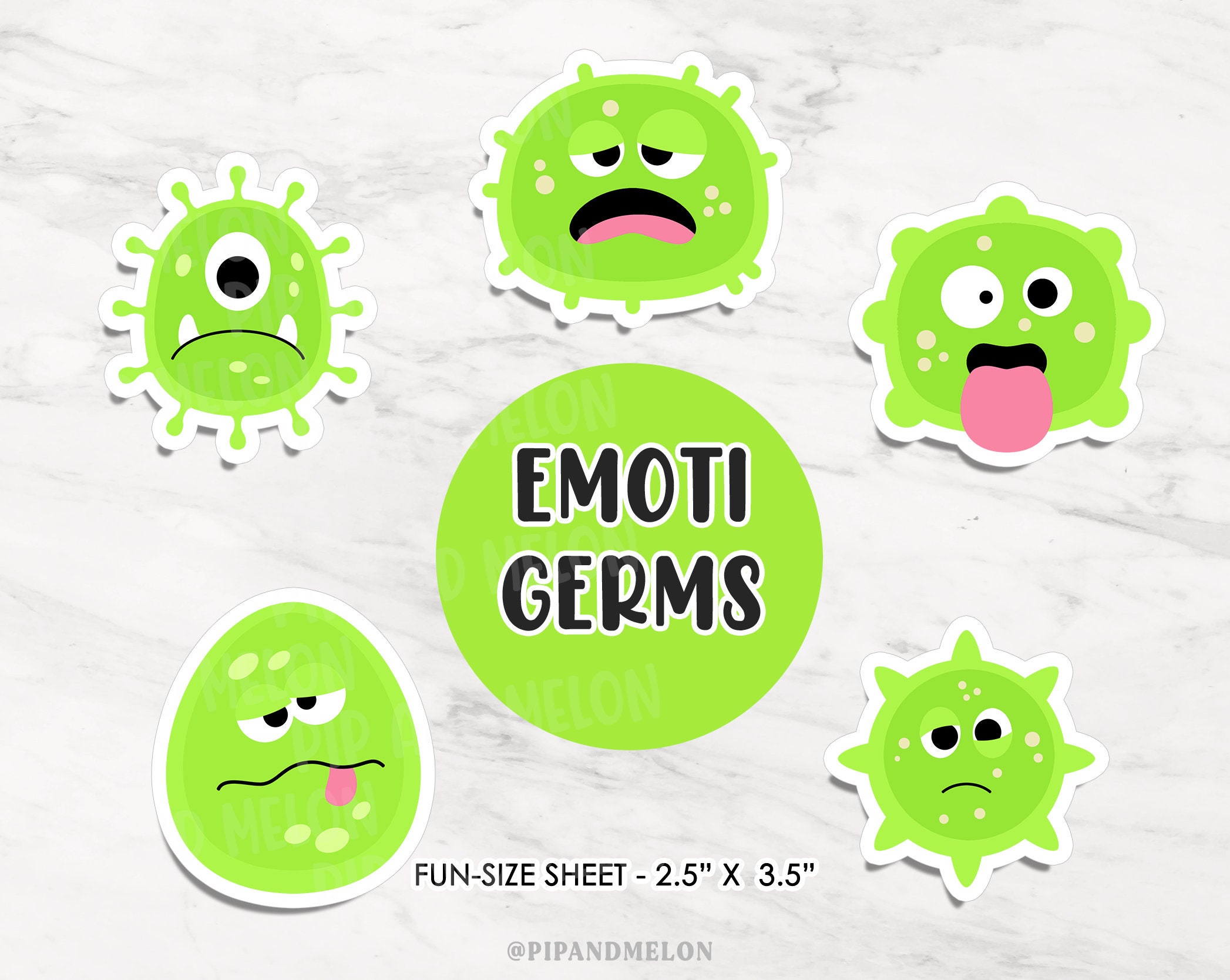 Germ Bugs Virus Sticker Emoticons Covid Bacteria Sick - Etsy