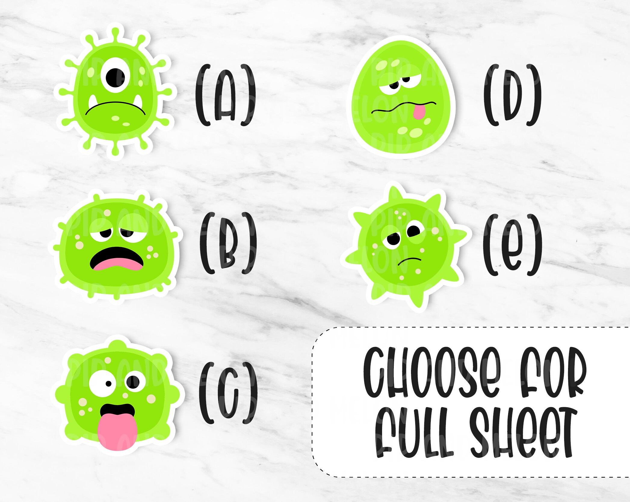 Germ Bugs Virus Sticker Emoticons Covid Bacteria Sick - Etsy