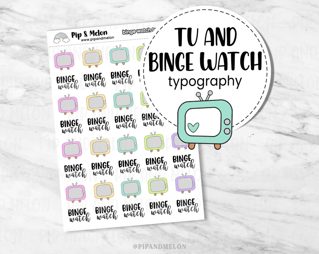 Binge Watch Functional Sticker Icon W/typography, Colorway Stickers for ...