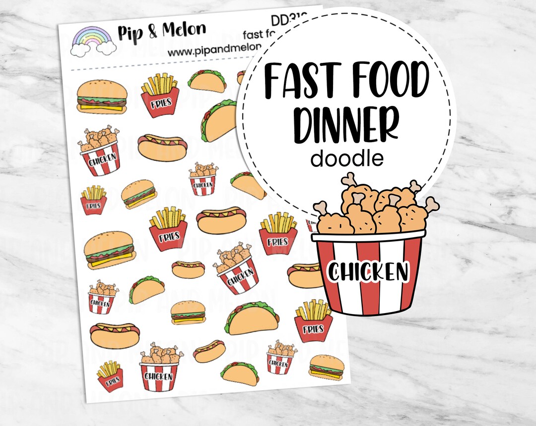 Fast Food Dinner Stickers | Meal Planning, Dine Out, Take Out Stickers ...