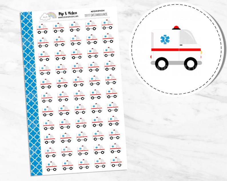 EMT Emergency Rescue Ambulance Vehicle Sticker for Planners - Etsy