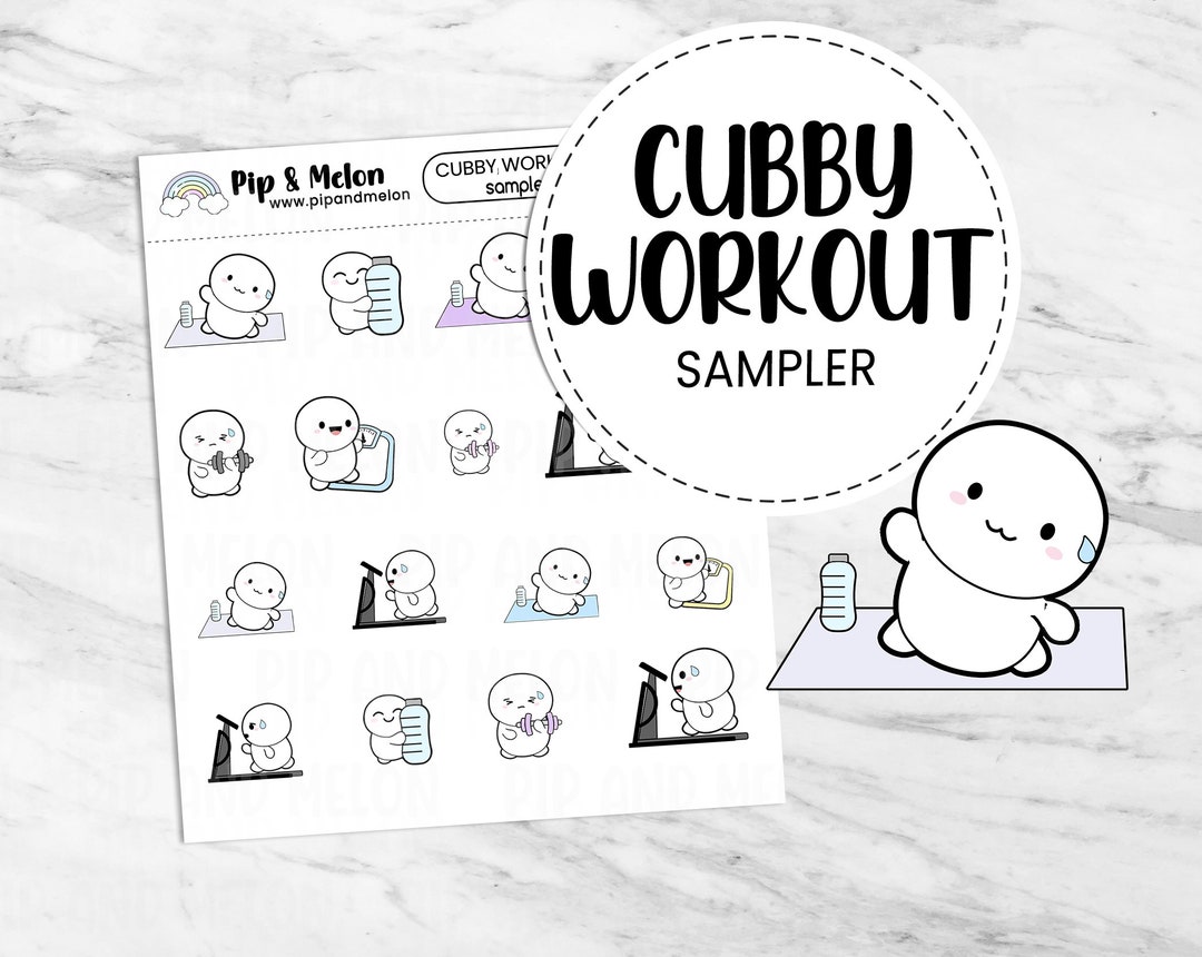Cubby Emoticon Workout Sampler Sticker Sheet | Gym, Workout, Exercise ...