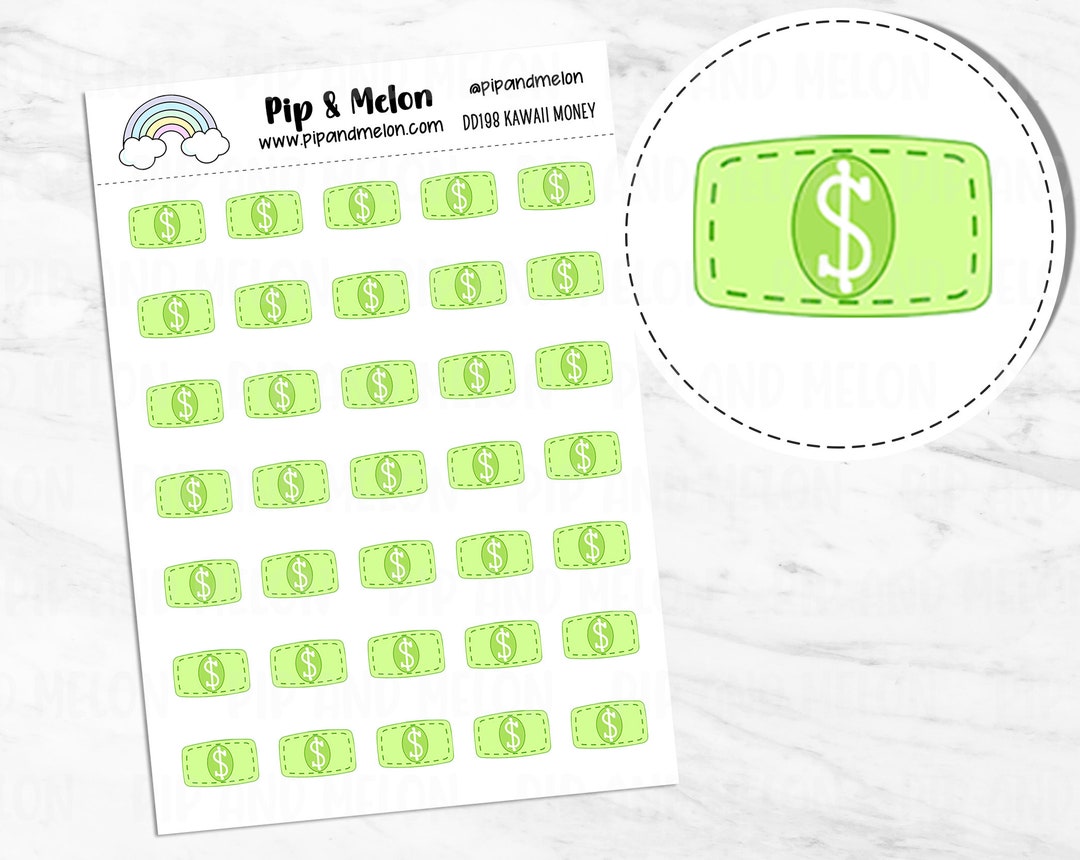 Kawaii Money Dollar Stickers Planning, Bills, Payday, Savings, No Spend ...
