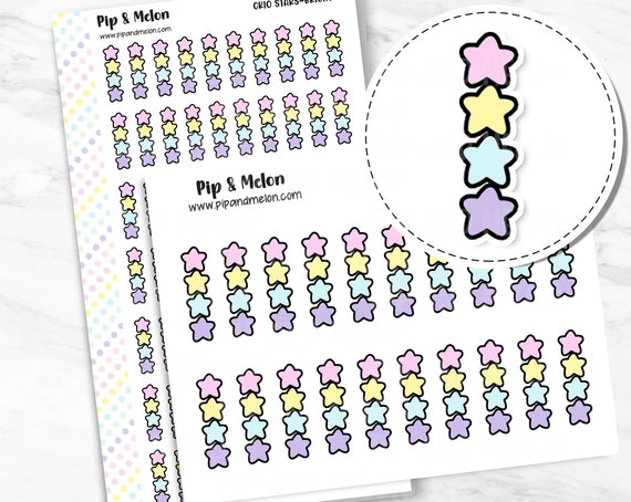 Kawaii Stars Checklist Stickers Doodle Sticker for Planners - Etsy