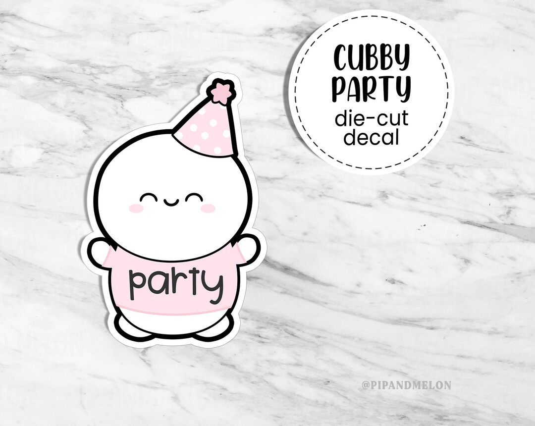 Cubby Emoticon Party Die Cut Laminated Overlay Sticker // Birthday ...