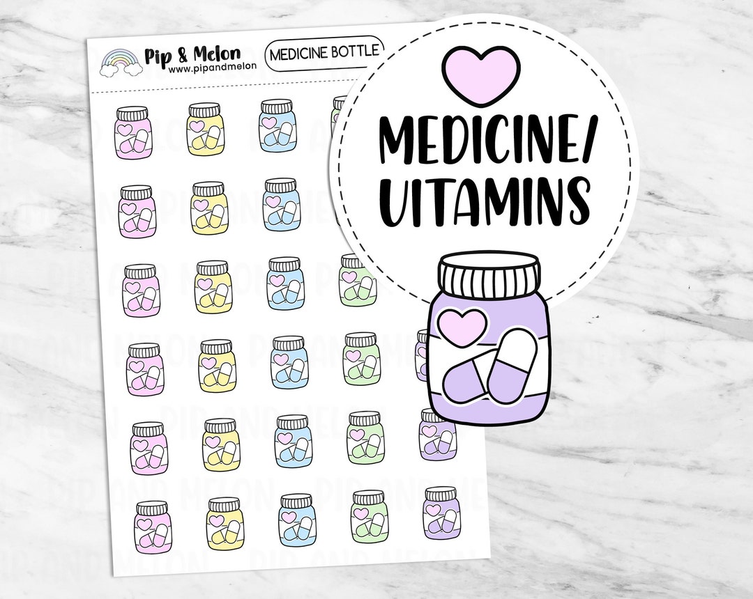 Prescription Medication Vitamin Bottle Sticker, Meds, Order Refill ...