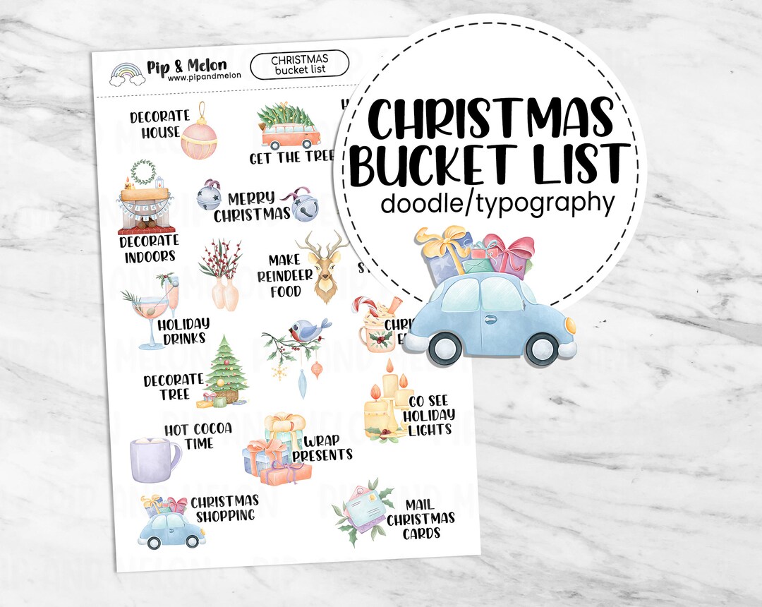 Christmas Bucket List Stickers for Calendar, Journaling, Monthly ...