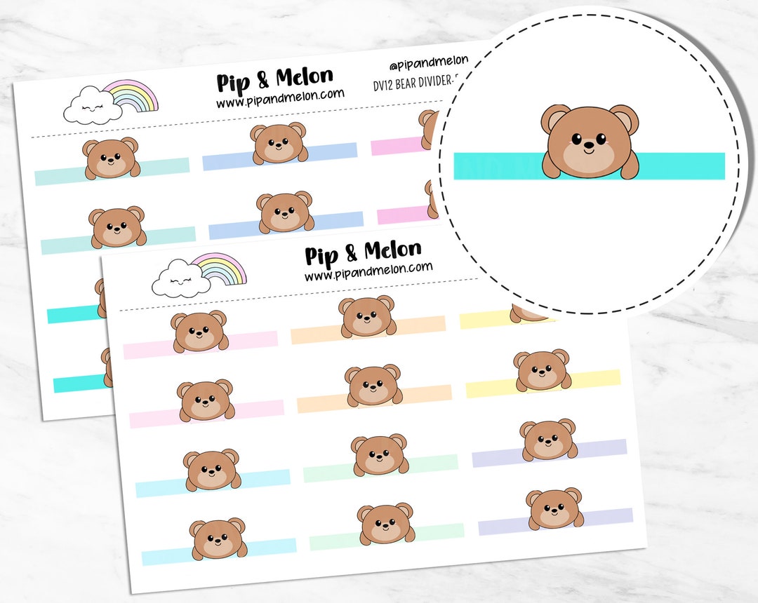 Cute Bear Divider Stickers for Calendars, Planners, Journaling, Kawaii ...