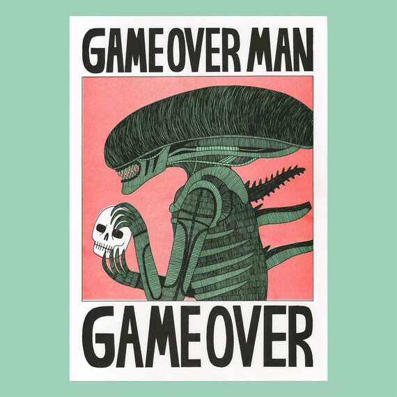 Game Over Man A3 Risograph Print | Etsy UK