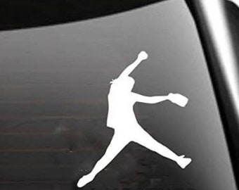Heart Shaped Softball Ball Vinyl Decal Car Window Bumper Sticker Select ...